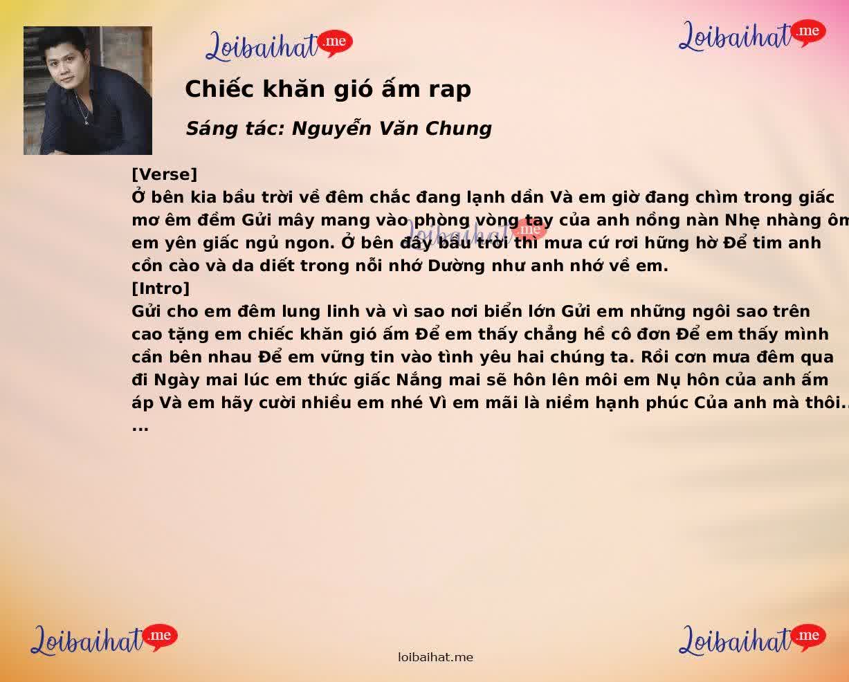 Lời bài hát Chiếc khăn gió ấm rap