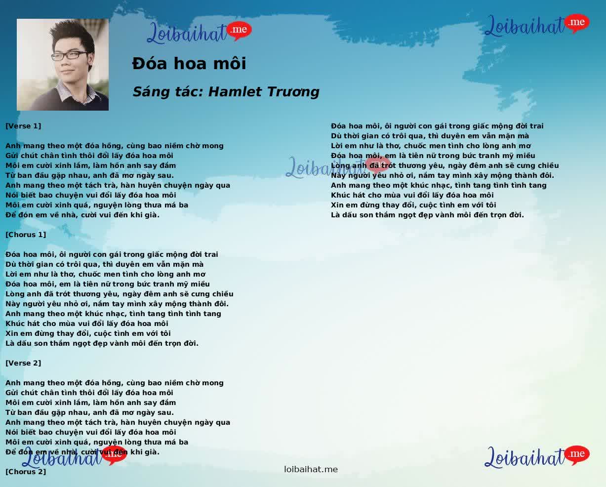 Lời bài hát Đóa hoa môi